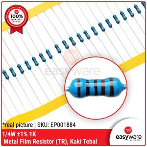 Jual Resistor 1K Ohm 0.25Watt Resistor Taiwan Kaki Tebal 1K 1/4W 0.25W ...