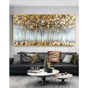 Promo Lukisan dinding ruang tamu pohon gold modern art - Tanpa Frame ...