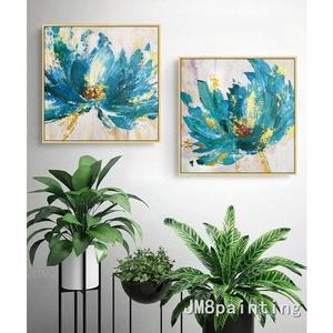 Promo Lukisan dinding ruang tamu abstrak bunga modern art frame 2in1 ...