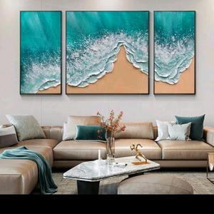 Jual Lukisan dinding ruang tamu pantai bertekstur tebal modern art ...