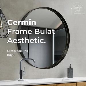 Jual Cermin Bulat Frame Aesthetic Hitam Putih Dekorasi Dinding ...