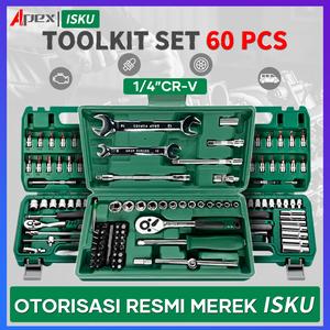Jual ISKU Kunci Shock Set 60 Pcs 45gigi Kunci Rachet Tool Kit Set Motor ...