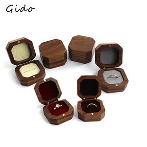 Jual Black Walnut Wood Octagon Ring Box Jewelry Organizer Storage Box ...