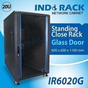 Jual INDORACK IR6020G - Standing Close Rack 20U Depth 600mm Glass Door ...