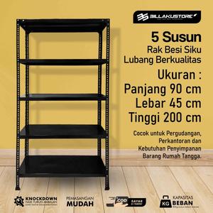 Jual Rak besi siku lubang 5 sususn ukuran 90 x 45 x 200 cm - Rak Arsip ...