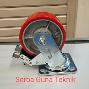 Jual Roda Troly PU RHJ-TW 6" inch Heavy Duty Caster Wheel Plat Rem ...