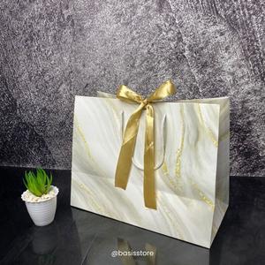 Jual Paper Bag Motif MR Putih Pita 32,5x25x16 Tas Kado Premium Souvenir ...