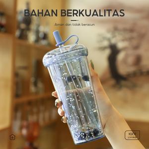 Jual KKV SLADKO Lettering Glass Gelas Tumbler Sedotan Dengan Tutup 520ml - Merah - Kab. Badung ...