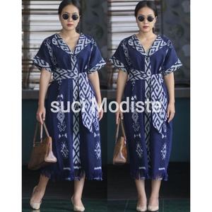 Jual dress tenun biru - dress tenun modern - baju tenun modern - baju ...
