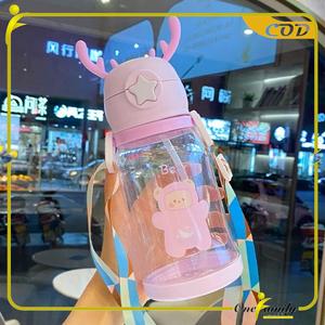 Jual ONE-C302 Botol Air Minum Anak Sedotan 610ml Model Tanduk Rusa Lucu / Botol Minum Anak BPA ...