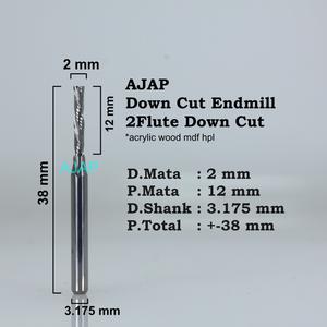 Jual DOWN CUT ENDMILL 2F Mata ROUTER BIT 2Flute CNC KAYU MDF LAMINATED ...