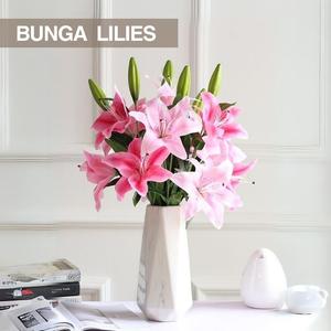 Jual Bunga lili Palsu Imitasi Cabang 2 dan 3 Bunga Lily/Lilies Latex ...