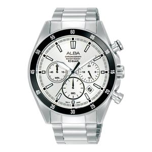 Promo Jam Tangan Pria Alba Active AT3J31X1 Men Chronograph Silver White ...
