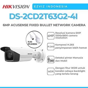 Promo HIKVISION DS-2CD2T63G2-4I 6MP ACUSENSE FIXED BULLET NETWORK ...