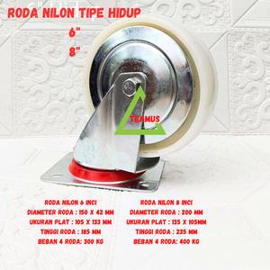 Jual PREMIUM Roda Nylon Tipe HIDUP 6 - 8 INCI Roda Nilon 6 8 Inch Nylon ...