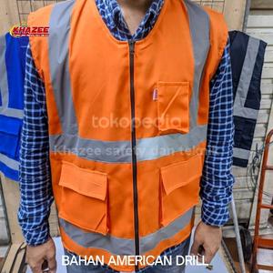 Jual Rompi Drill Biru Dongker / Rompi Proyek Biru / Rompi Safety Drill ...