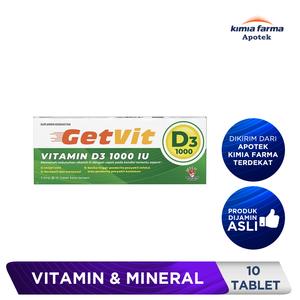 Promo GETVIT D3 1000 IU STRIP 10 TABLET / VITAMIN D3 / KIMIA FARMA ...