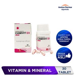 Jual CAMIVIT D3 1000 IU 30 KAPSUL / VITAMIN D3 / KIMIA FARMA - Kota ...
