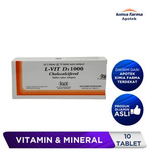 Jual L-VIT D3 1000 IU BLISTER 10 TABLET / VITAMIN D3 / KIMIA FARMA ...