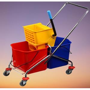 Jual Double Bucket mop press wringer trolley 60 liter / Troly ember pe ...