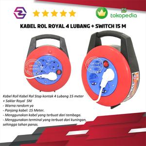 Jual Kabel Roll Kabel Rol Stop kontak 4 Lubang 15 meter + Saklar Royal ...