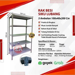 Jual Rak Besi Siku 5 Ambalan Susun Pengiriman Gojek Grab 100 x 40 x 200 ...