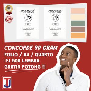 Jual Kertas Concorde Ukuran F4 A4 Kuarto 90 Gram isi 500 lembar Warna ...