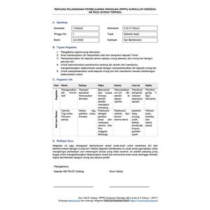 Jual Rpp Modul Ajar Paud Tk Kurikulum Merdeka 1 Tahun Kurmer Book ...
