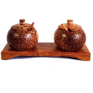 Jual PREMIUM Tempat Bumbu Kayu Kelapa Wadah Garam Kayu Tempat Gula ...