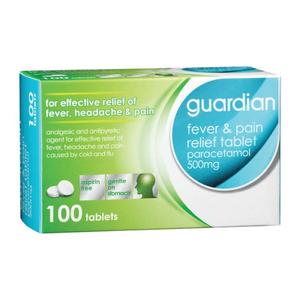 Jual Guardian Fever Pain Relief Tablet Paracetamol 500mg 100 tablets ...