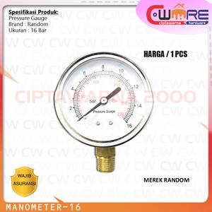 Jual Pressure Gauge Manometer 16 Bar Pengukur Ukuran Angin Kompresor ...