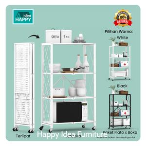 Jual 𝗛𝗮𝗽𝗽𝘆 𝗜𝗱𝗲𝗮 - Rak Besi Lipat 4 Susun Kaki Roda Rak Serbaguna Rak ...