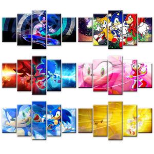 Jual Kartun Sonic 5 Panel Poster Video Game Lukisan Kanvas Gambar Seni ...