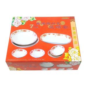 Jual Ciya Cny Poeny Porcelain 7 PCS Plate And Dish Set - Chinese New ...