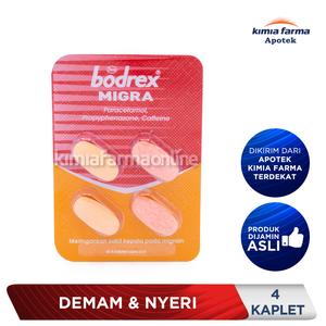 Jual BODREX MIGRA STRIP 4 KAPLET / OBAT DEMAM NYERI / KIMIA FARMA ...