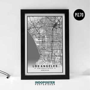 Jual Poster Peta Map Minimalis Kota Los Angeles United States America ...
