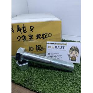Jual Baut Mur Besi, Baut Mur Hexagon Besi M22X120 Putih P2.5 (Kunci 32 ...