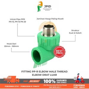 Jual Elbow Drat Luar PPR 20x1/2" | Elbow Male Thread 20mm x 1/2" Inci ...