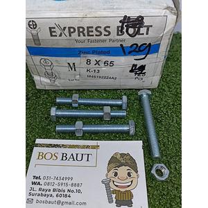 Jual Baut Mur Besi Baut Mur Hexagon Besi M8X65 Putih P1.2 (Kunci 13 ...