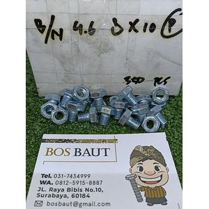 Jual Baut Mur Besi Baut Mur Hexagon Besi M8X10 Putih P1.2 (Kunci 13 ...