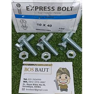 Jual Baut Mur Besi Baut Mur Hexagon Besi M10X40 Putih P1.5 (Kunci 17 ...