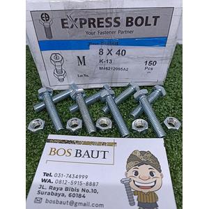 Jual Baut Mur Besi Baut Mur Hexagon Besi M8X40 Putih P1.2 (Kunci 13 ...