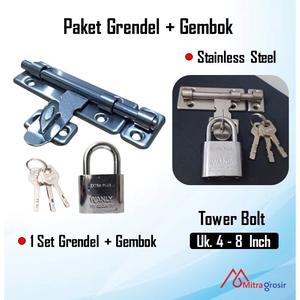 Jual Paket Grendel Pintu Gembok Stainless Slot Pintu Jendela Grendel ...