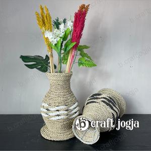 Jual Guci Vas Bunga Anyaman Seagrass Tempat Bunga Kering Dekorasi Rumah ...