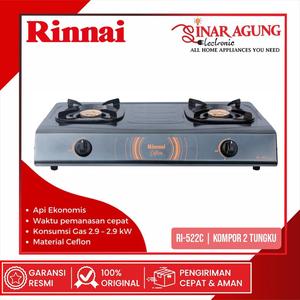 Jual RINNAI KOMPOR GAS 2 TUNGKU RI-522C / RI 522 C / RI522C TEFLON100 ...