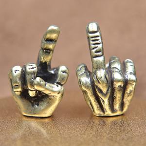 Jual GL Retro Brass Middle Finger Up Knife Beads Hip Hop Men Hand ...