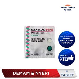 Jual SANMOL FORTE STRIP 4 TABLET / OBAT DEMAM NYERI / KIMIA FARMA ...