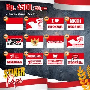 Jual 50pcs Tempelan Sticker / stiker pipi / stiker Pipi Bendera merah ...