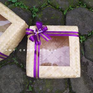 Jual PROMO Sepasang Besek 20 x 20 x 8 cm Mika+Pita Blicing/ besek pipithi/ bakul anyaman bambu ...