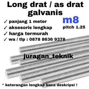 Jual PT2 longdrat M8 galvanis/ asdrat M8 drat halus x1 mtr - Kab ...
